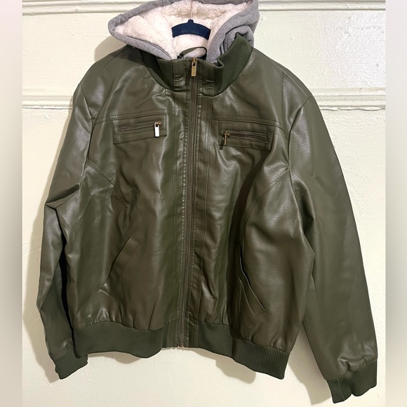 Yoki | Jackets & Coats | Yoki Olive Green Faux Leather Jacket | Poshmark